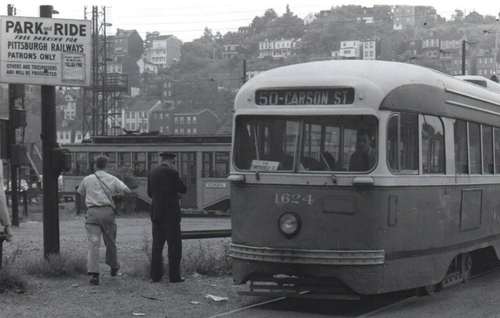 Pittsburgh Railway PCC Street Car Carston St 50 at Park Ride - Vintage ...