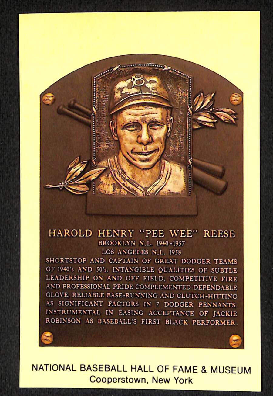 1964-Date Hall of Fame Plaque Pee Wee Reese HOF Cooperstown NM Yellow ...