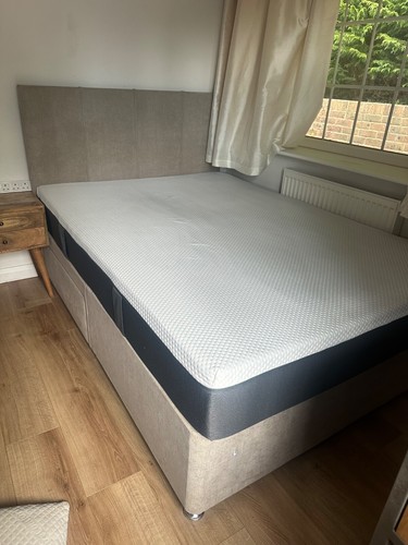 Emma Divan Double Bed Frame with Storage Drawers – Grey Upholstered ...