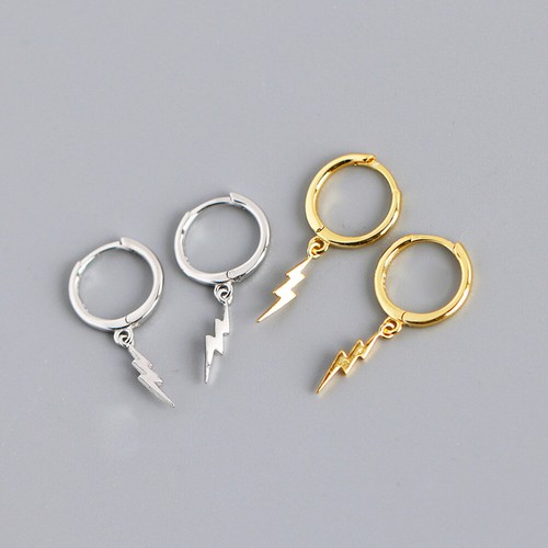 925 Sterling Silver Lightning Dangle Drop Huggie Hoop Earrings | eBay