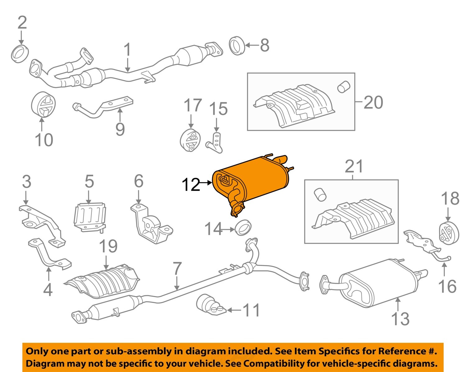 Passenger Muffler With Exhaust Pipe 174300P230 Fits 2013 Toyota Avalon ...