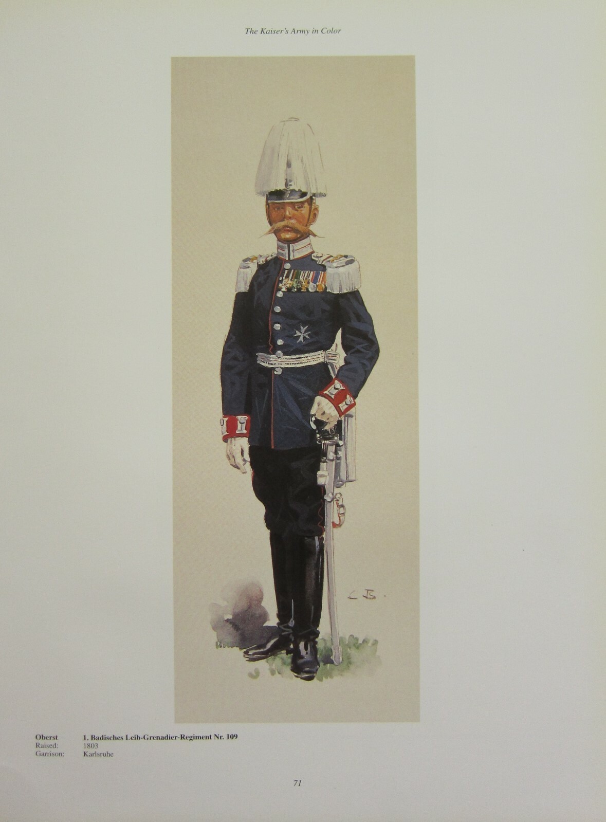 VINTAGE PRINT KAISER'S GERMAN ARMY BADISCHES LEIB GRENADIER REGIMENT ...