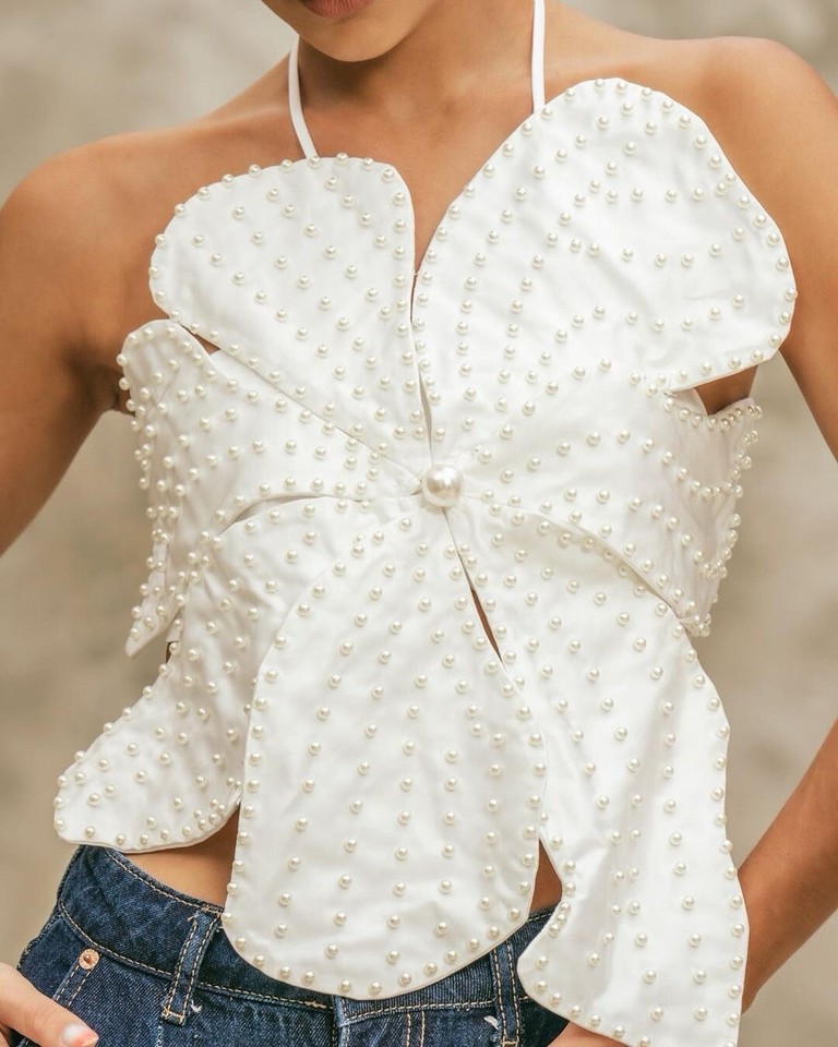 Sale! Buy Now! 3D Flower Top, Pearl Beaded Flower Top, White Top ...