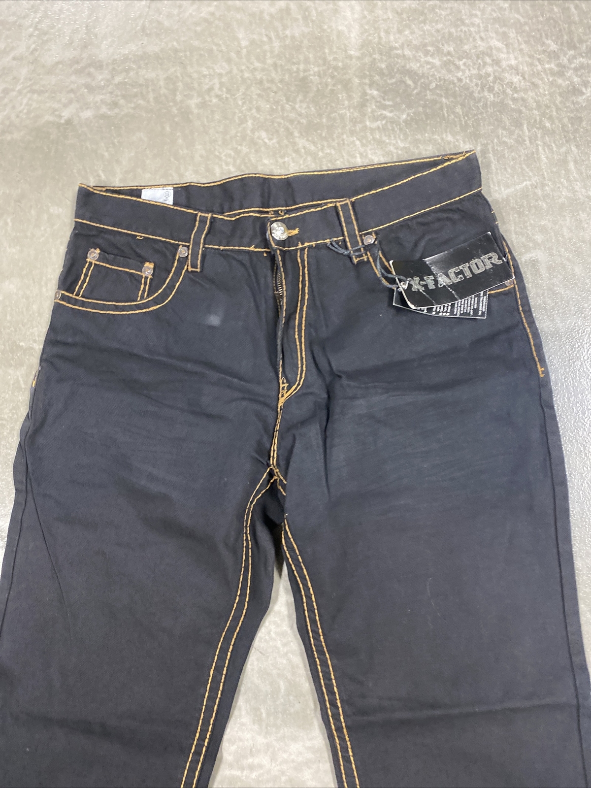 NWT X-Factor men’s black jeans bling button 38W 34L rare gold stitching ...
