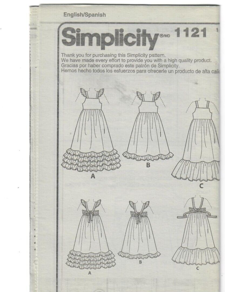 Simplicity 1121 Sew Pattern Little Sparrow Dresses Girls Sz 3-6 Boho ...