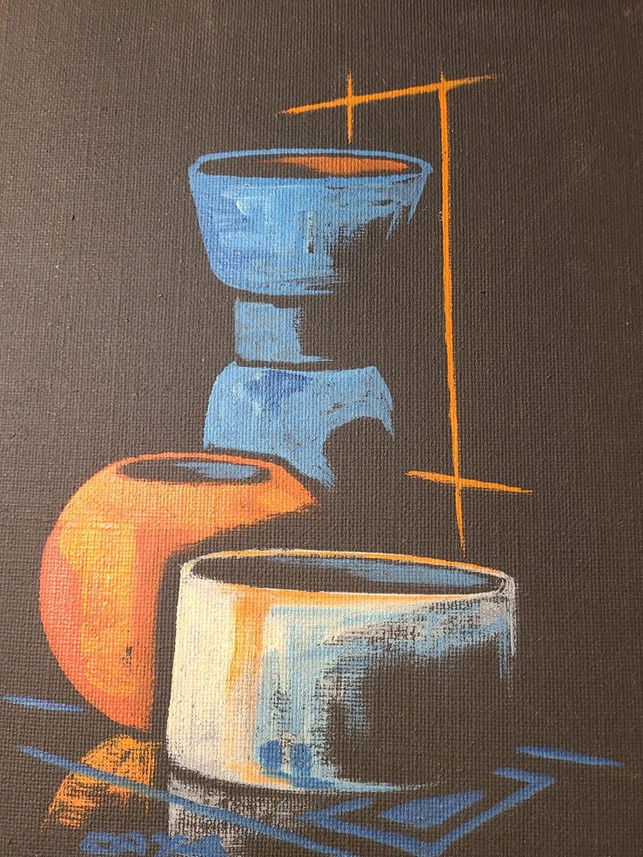 Vintage Abstract Expressionist Still Life Original Cay Skot Oil on ...