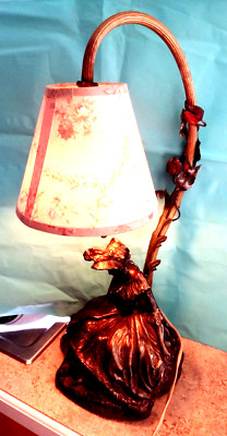Antique Bonnie McLeary Armor Bronze Southern Belle Decorative Art Lamp ...