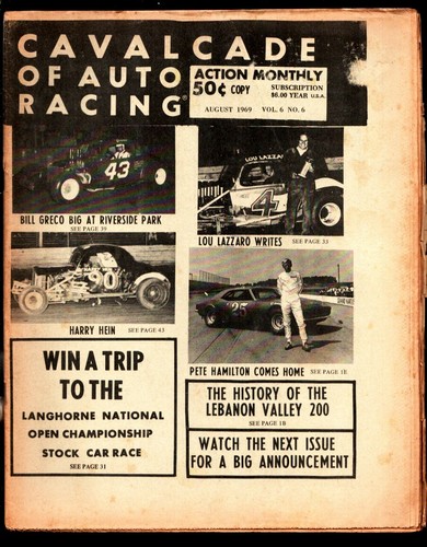 Cavalcade of Auto Racing Action Monthly 8/1969-Riverside Park-Lou ...
