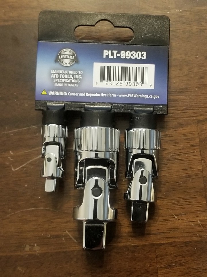 Platinum Tech 3pc Spring Loaded Universal Joint Adapter Set 1/4, 3/8 ...
