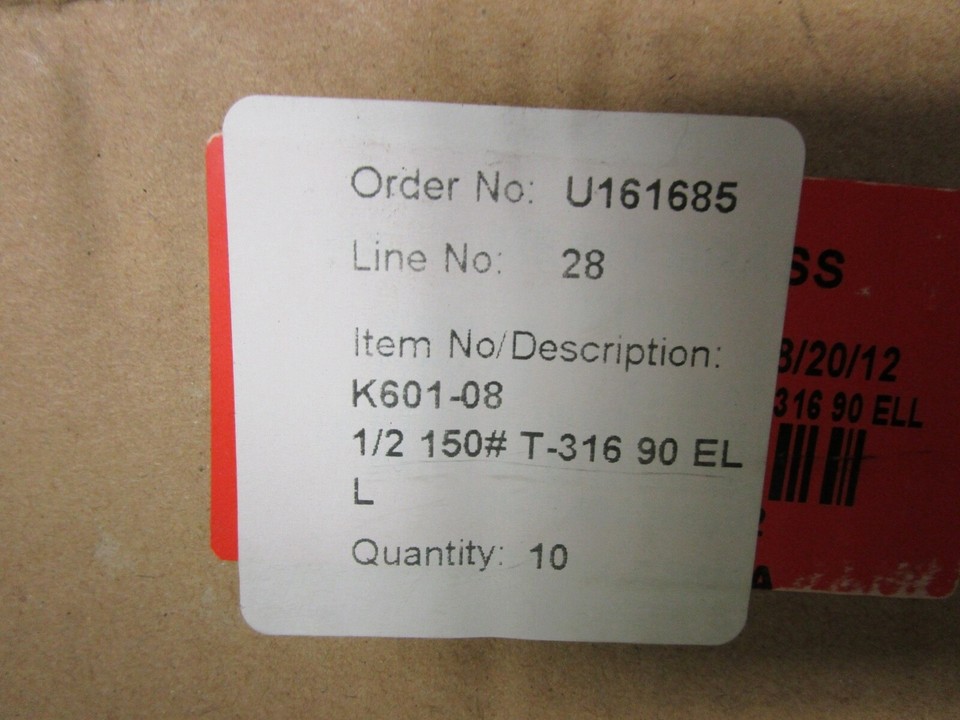 STAINLESS STEEL FITTINGS - MERIT BRASS #K601-08 - NEW - QTY. 10 PCS. | eBay