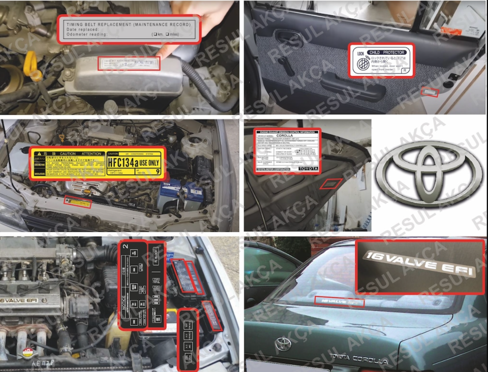 Toyota Corolla AE101 Decal Set Stickers For All Models Engines Best ...