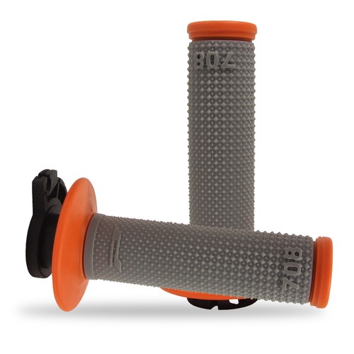 Progrip Dual Density Lock-On Motorbike Grips Orange/Grey Enduro MX ...