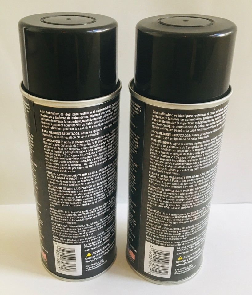 (2) SM Arnold Refinishing Spray Black For Leather, Carpet, Vinyl & Hard ...