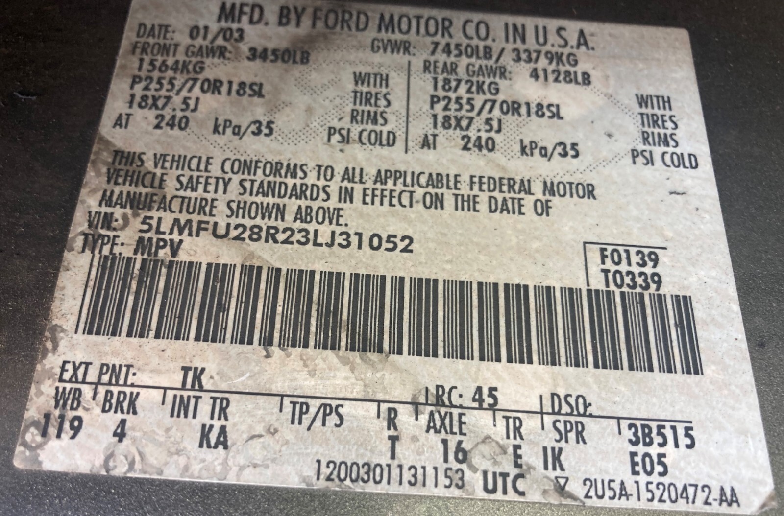 LINCOLN NAVIGATOR RIGHT PASSENGER SIDE MIRROR puddle light turn signal ...