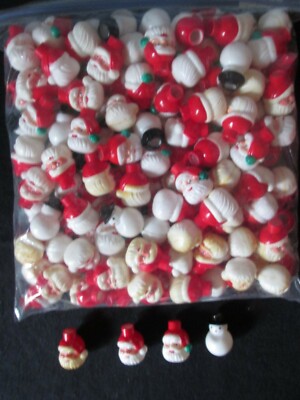 144 VINTAGE ASSORTED CHRISTMAS SANTA HEADS & SNOWMEN MINI LIGHT BULB ...