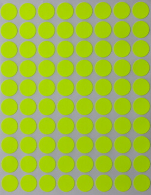 Neon Yellow Dot Stickers in Various Sizes (8MM-38MM) Color Label in 15 ...