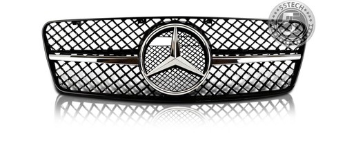 W208 CLK Single FIN Grille Grill CLK320 CLK430 1 Fin Style Black 98~02 ...