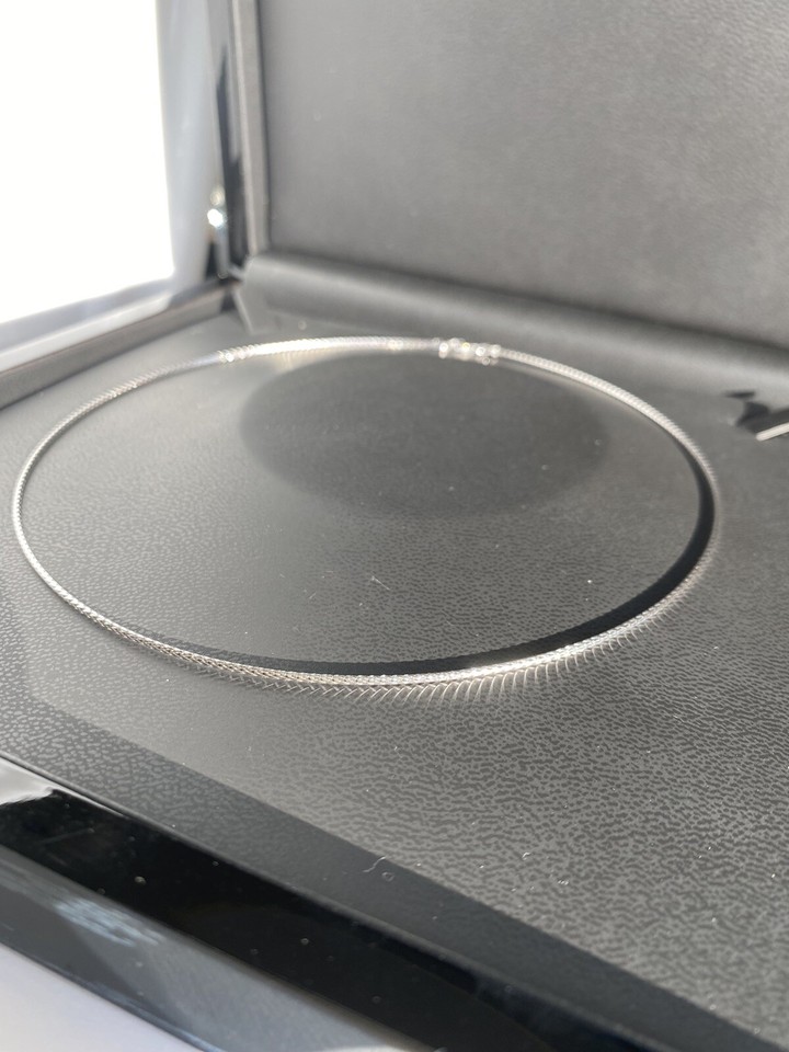 1.5 mm Solid 14K White Gold Sparkle Cable Wire Omega Collar Necklace 17 ...