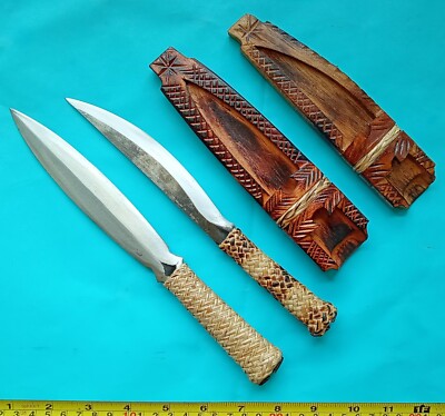 Set of 2 Hinalung & Pinahig Ifugao tribal knife blade hand forged ...
