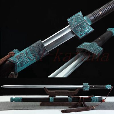 110cm Hand Forge Chinese Sword "King Qin Jian" Folded Steel Blade Sharp ...