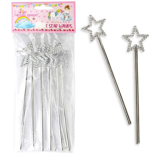Mini Silver Star Wands (pack of 8) Princess Fairy Party Supplies ...