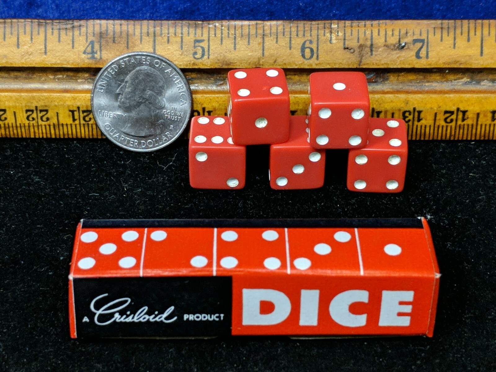 NOS Crisloid cheater Opaque Red Lucite dice 5 dice 1/2" random matching ...