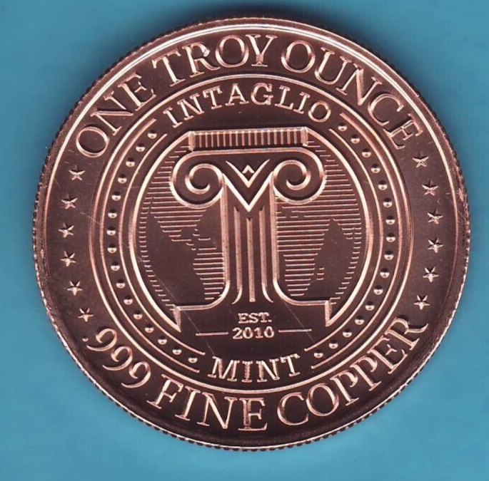 THE UNICORN Copper Round Coin 1 TROY oz. CRYPTOZOOLOGY Series INTAGLIO ...