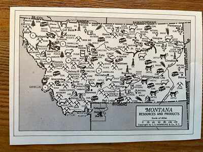 Vtg 1954 Montana Resources Products Economic Illustrated Map Hammond ...