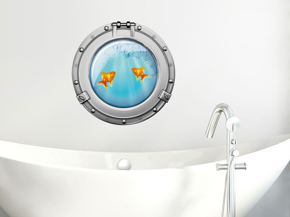 Wandsticker Sticker Wandaufkleber für Badezimmer Goldfische Bullauge ...