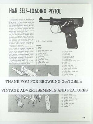 1920 1925 1930 1935 1938 etc. H&R Self-Loading Pistol 1980's ...