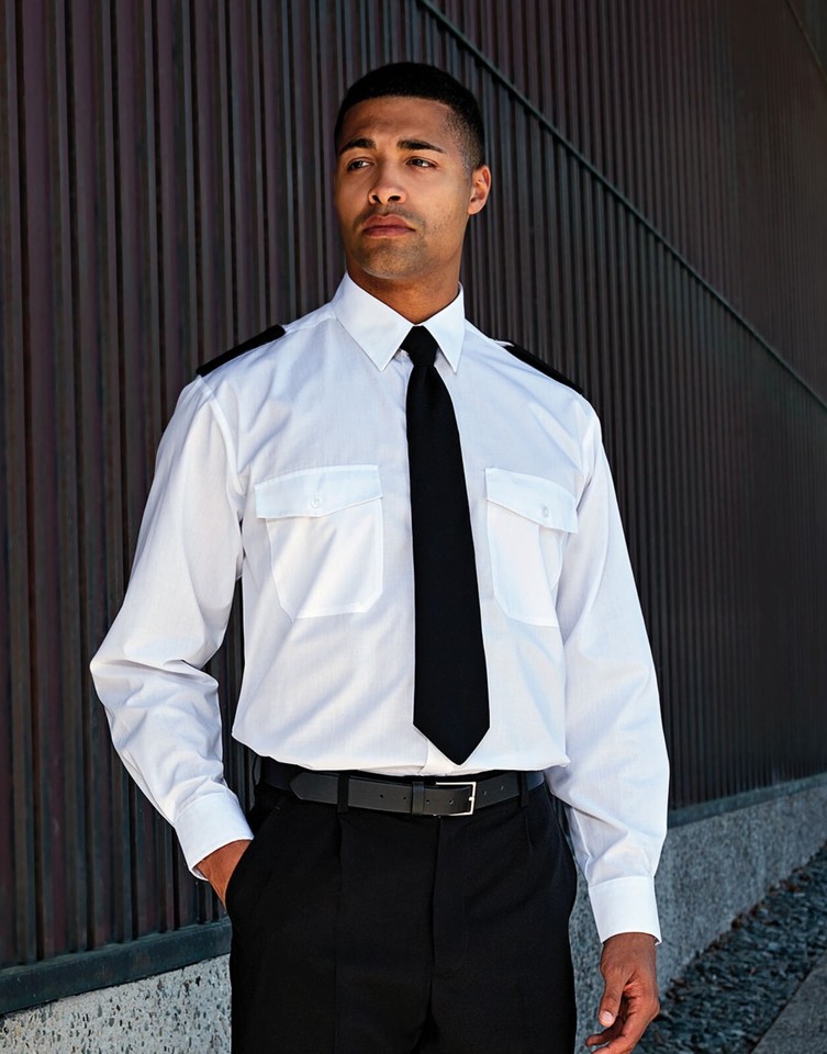 Mens Shirt Long Sleeve Pilot Police Security Guard Doorman Workwear ...