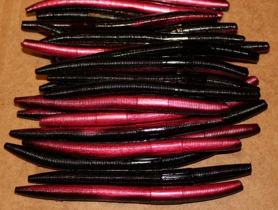 5" Stick Senko Style Red Shad 100 count bag bulk Plastic Bass Worms | eBay