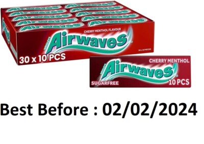 Airwaves Cherry Menthol Chewing Gum -30 Packs x 10 pcs Best Before 02 ...