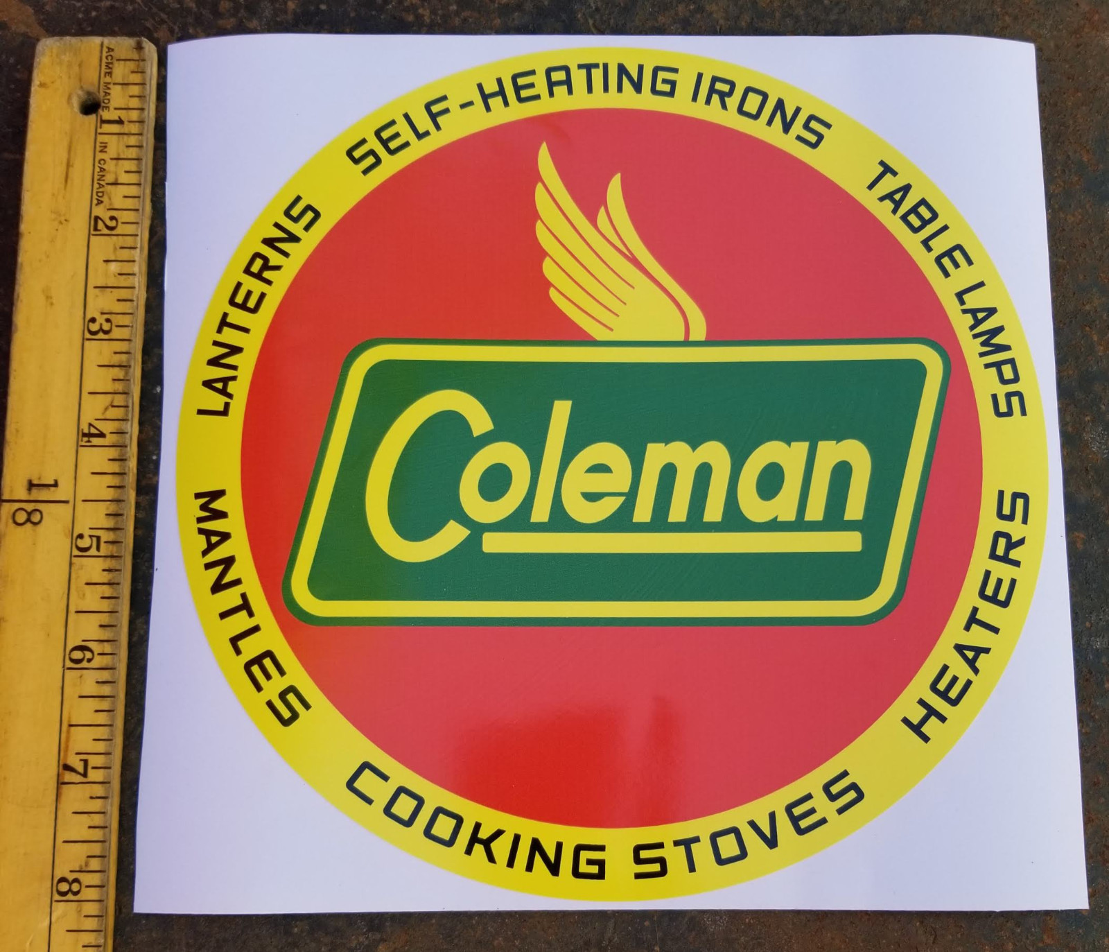 ONE LARGE (1) NEW COLEMAN 1940s ROUND STORE SIGN BUMPER STICKER DECAL ...