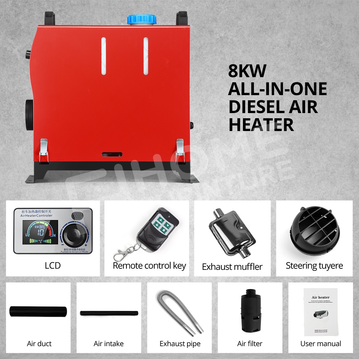 Diesel Air Heater 8kW 12V Parking Heater All-in-one LCD w/Remote ...