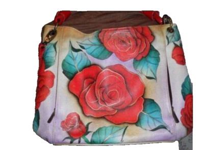 Anuschka Painted Leather Red Roses Shoulder Bag 1 Handle 1 Strap | eBay
