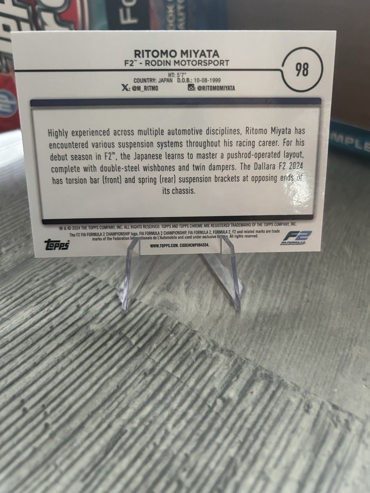 2024 Topps Chrome Formula 1 F2 Car/ Team Purple And Green Card RITOMO ...