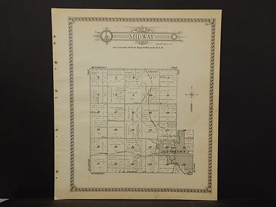 North Dakota Stutsman County Map Midway or Bloom Township 1930 Dbl Side ...