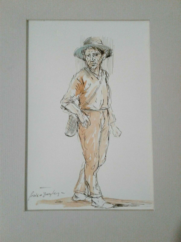 4 Set Ink and watermark drawing Original Art - Farmers Countryman ...