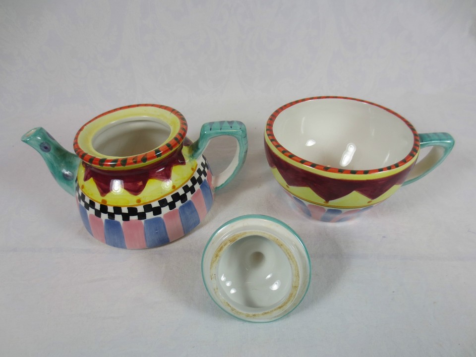 Vintage Rare WORLD BAZAARS Inc. STACKED TEAPOT & CUP ~7" - Once Piece ...