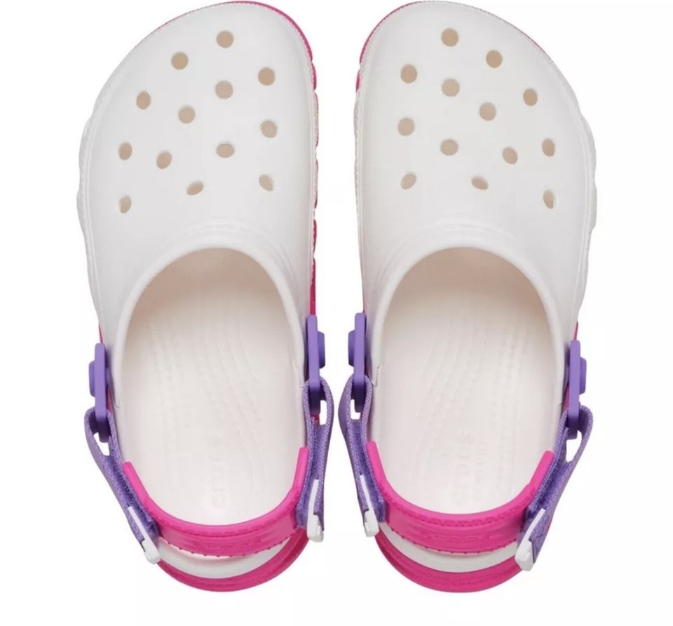Crocs Kids' Duet Max II White & Pink Rose Clogs J4 | eBay
