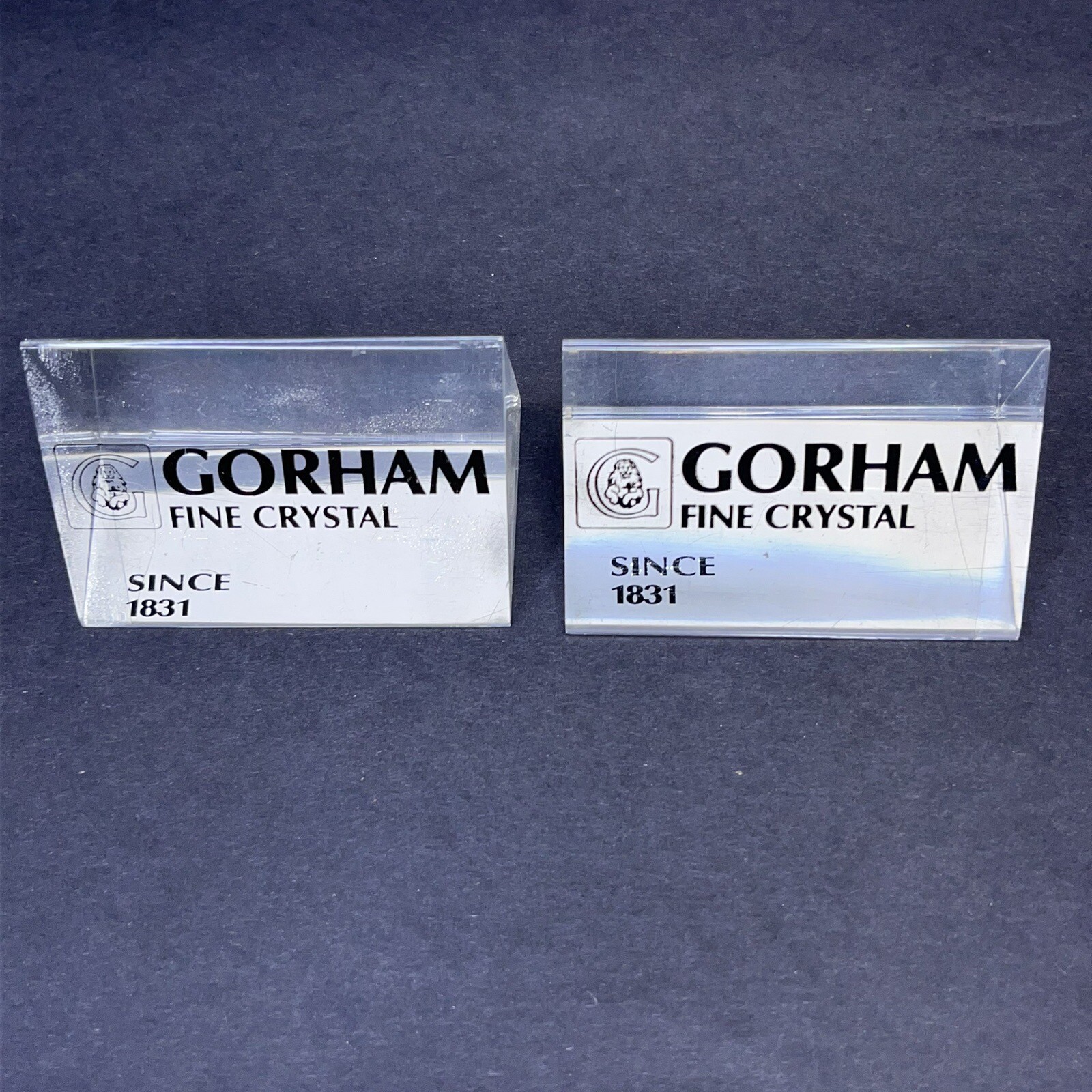 2x Gorham Fine Crystal Dealer Acrylic Counter Display Case Signs ...
