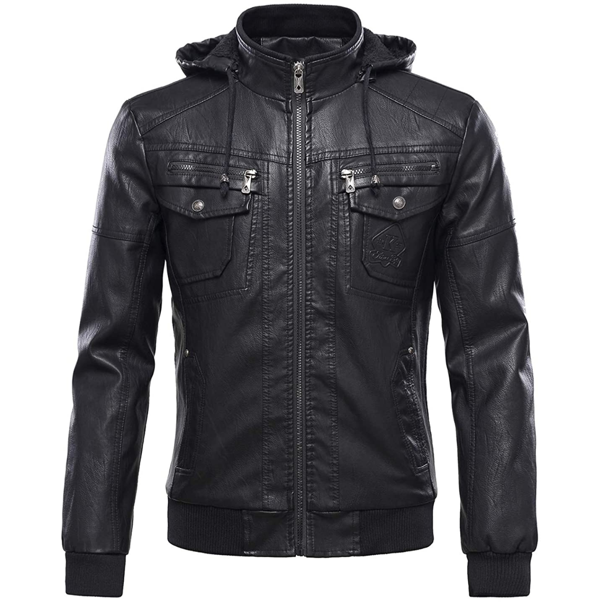 Tanming Men's Fleece Lined Motorcycle PU Faux Leather Jacket with ...