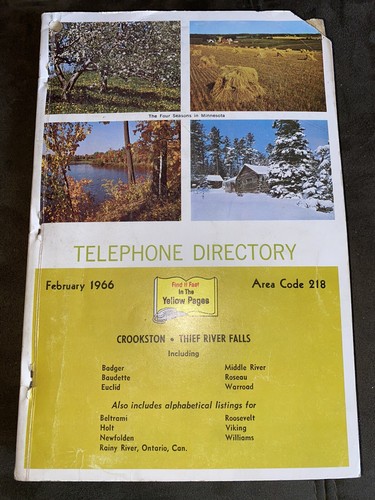 Vintage Telephone Directory February 1966 Area Code 218 Minnesota Book | eBay