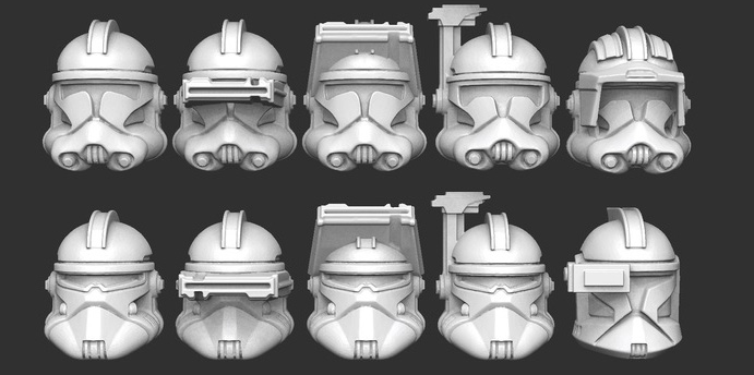 Star Wars Legion Miniatures - Clone Helmets Phase 1 Phase 2 ARF Bacara ...