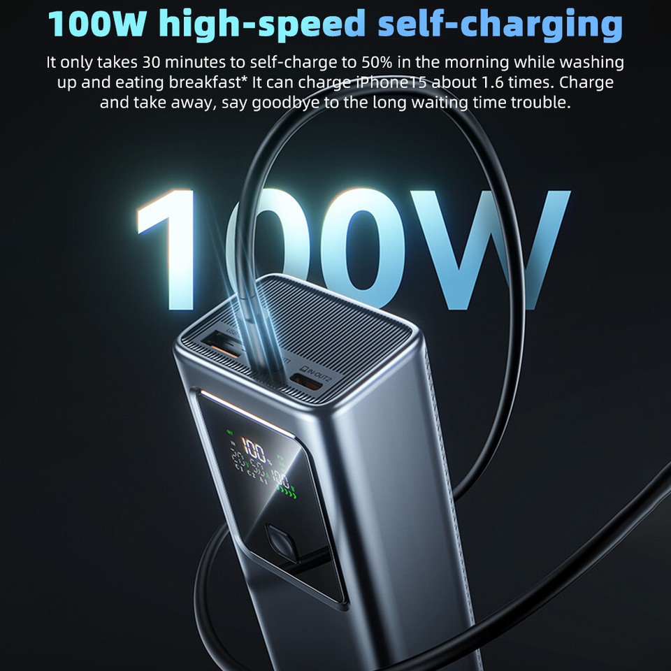 100W PD Laptop Power Bank 40000mAh Fast Charging Battery Charger For ...