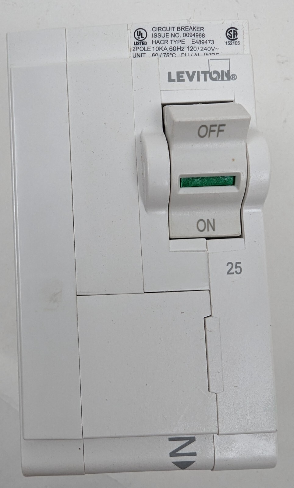 Leviton Circuit Breaker LB225 25A 2Pole Standard Branch wHydraulic Trip ...