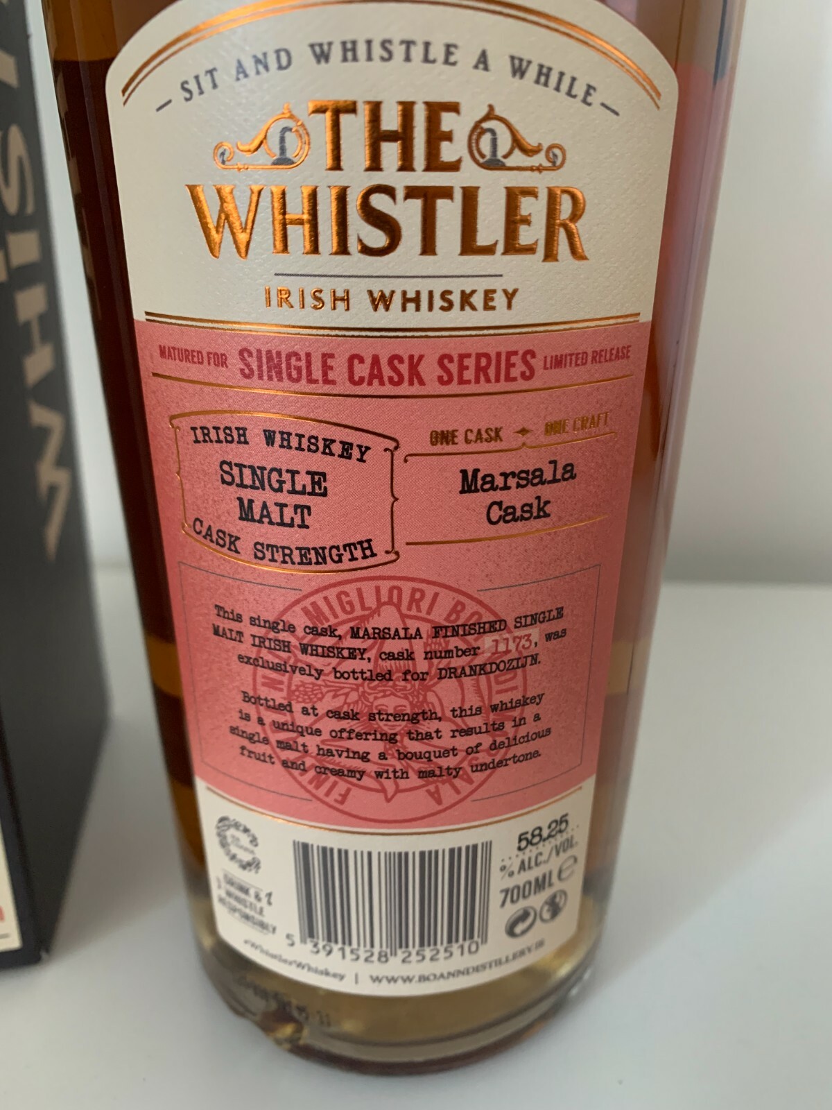 Whiskey The Whistler Single Cask Marsala Finish Sample Probe 100ml/40ml ...