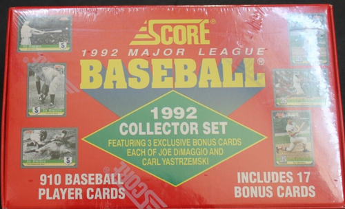 1992 Score Baseball Collectors Set Box -910 Cards / 17 Bonus Cards ...