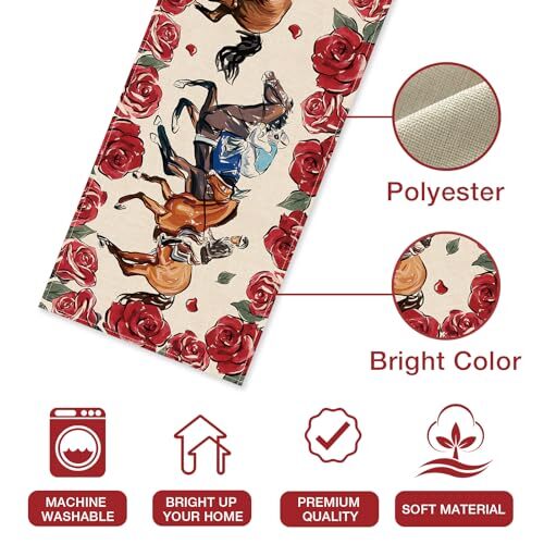 Kentucky Derby Horse Racing Table Runner, Run for The Roses Flower ...